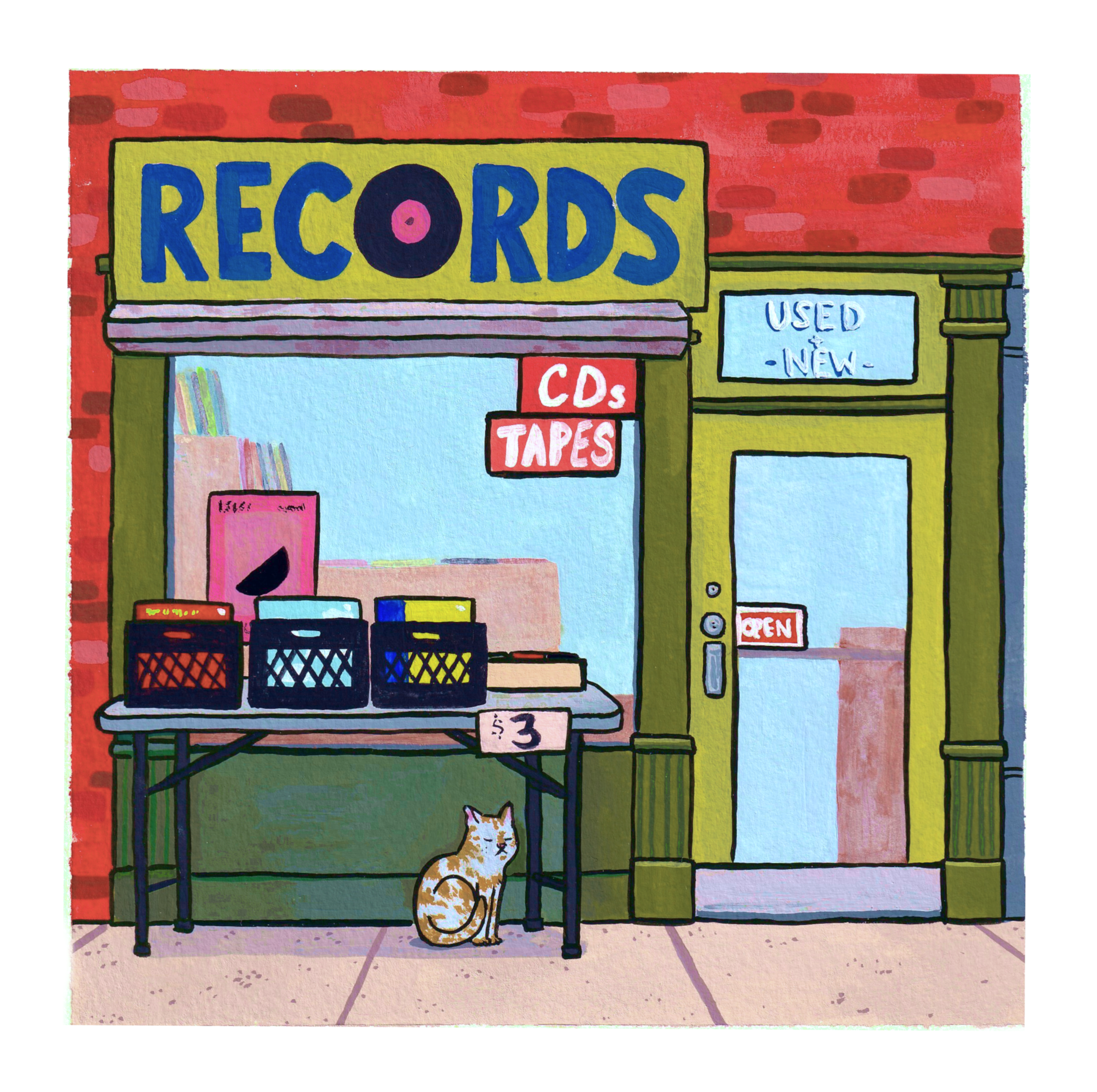 Record Store Art Print – Sidewalk Press